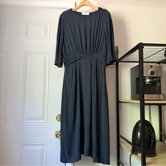 ba&sh | Dresses | Bash Navy Boat Neck Short Sleeve Midi Dress | Poshmark